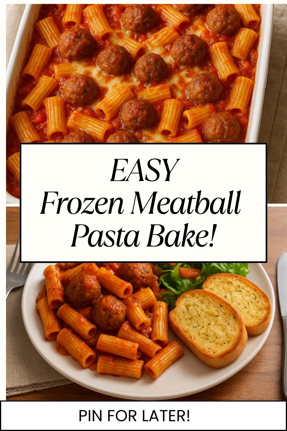 Easy Costco Frozen Italian Meatball Pasta Bake